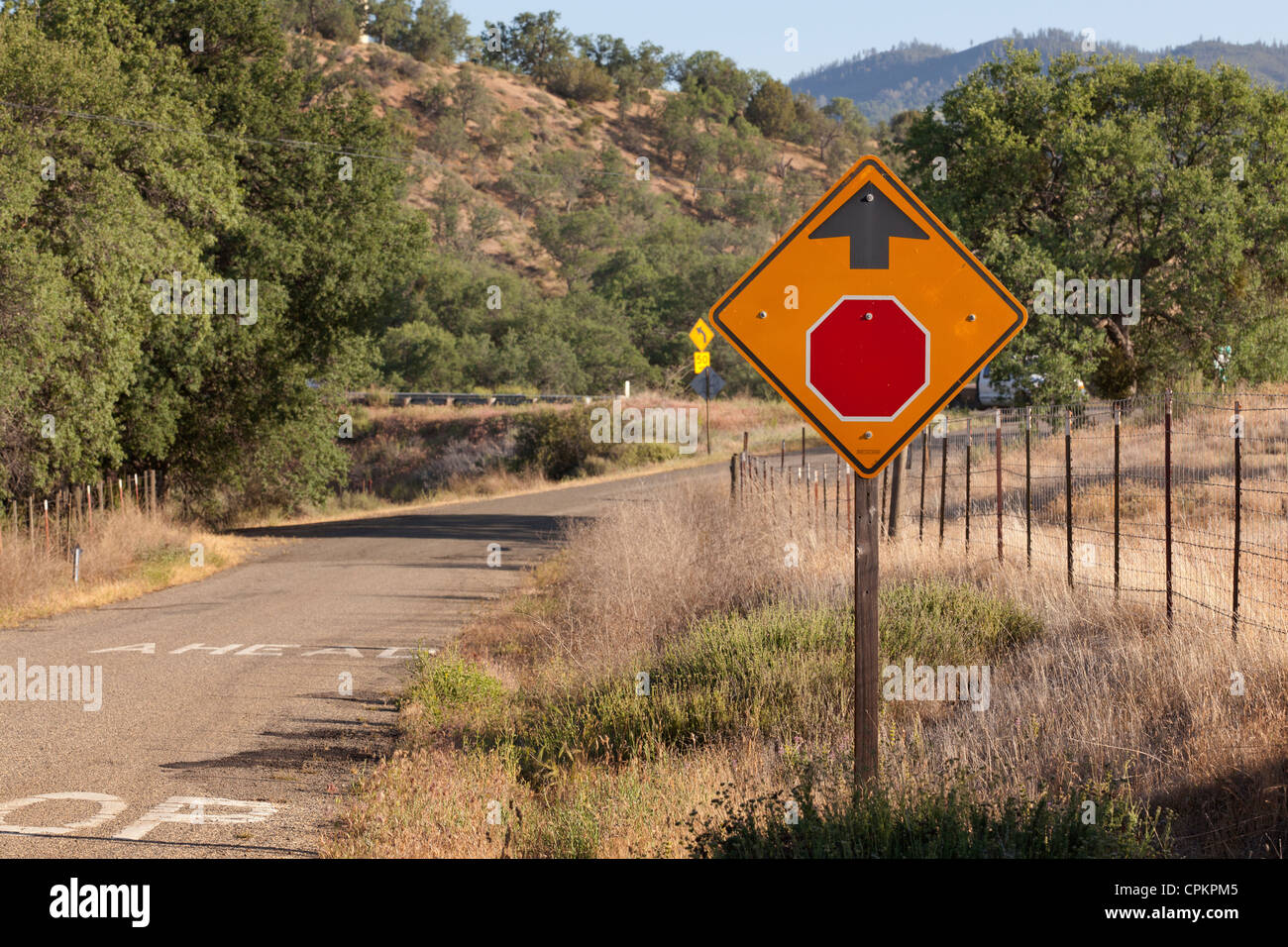 A stop sign on rural road - California USA Stock Photo - Alamy