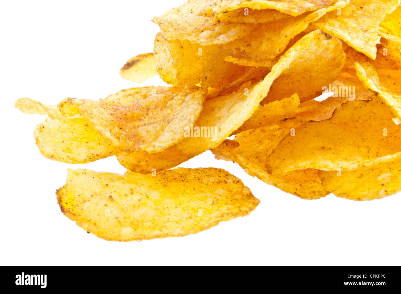 Heap of potato chips isolated on white background Stock Photo - Alamy