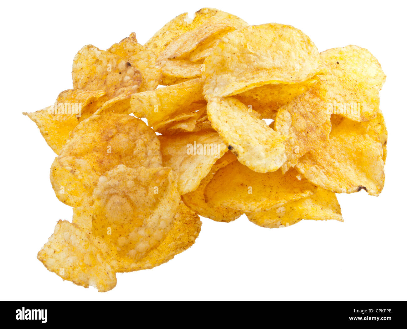 Heap of potato chips isolated on white background Stock Photo - Alamy