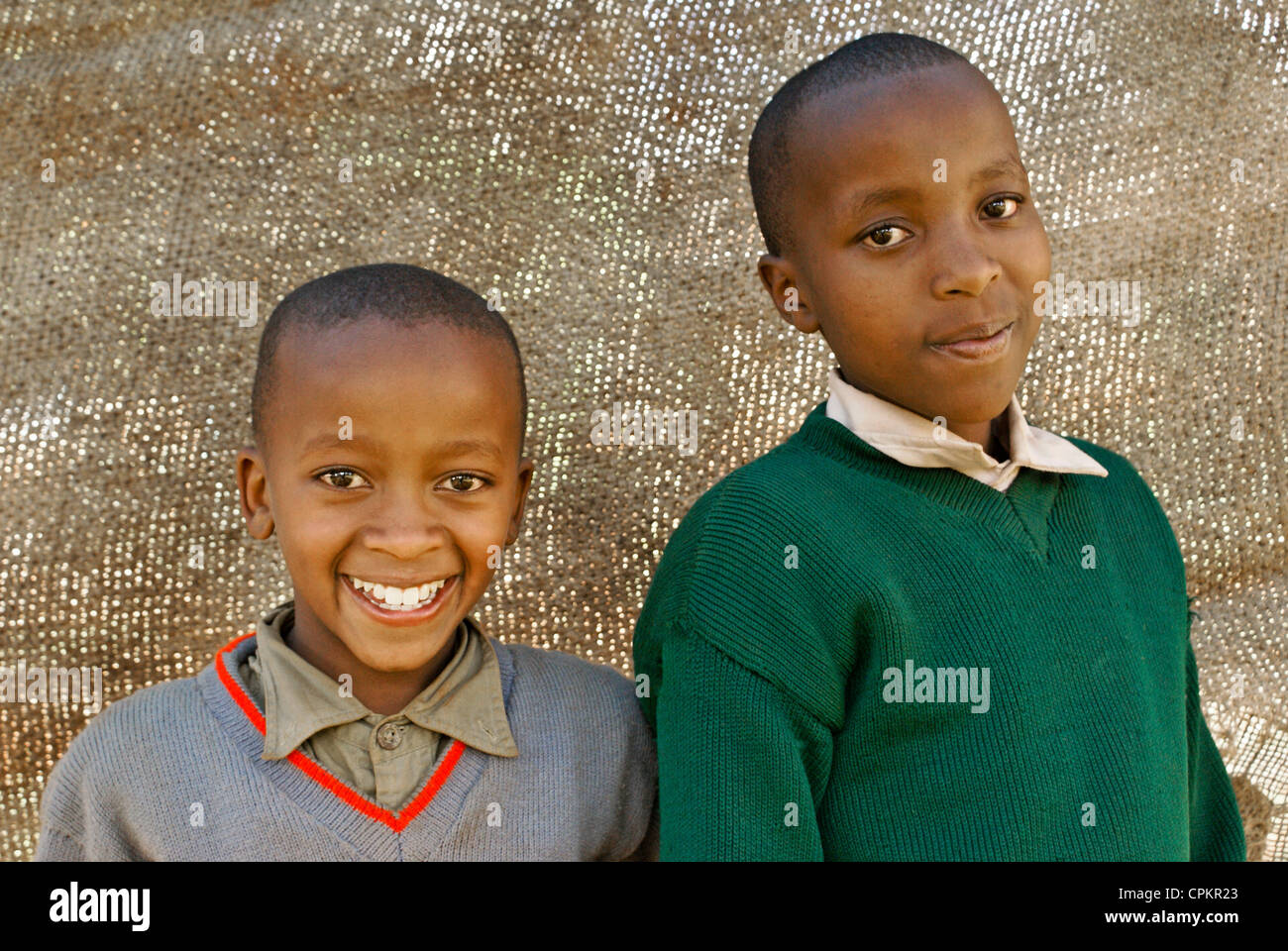 Portrait of two young boys in Kenya Stock Photo - Alamy