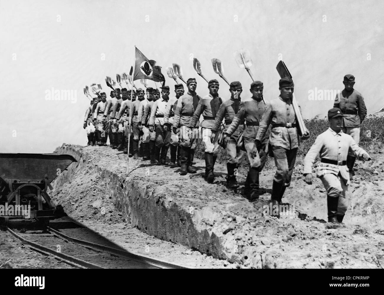 Members of the Reich Labour Service [Reichsarbeitsdienst, RAD] are ...