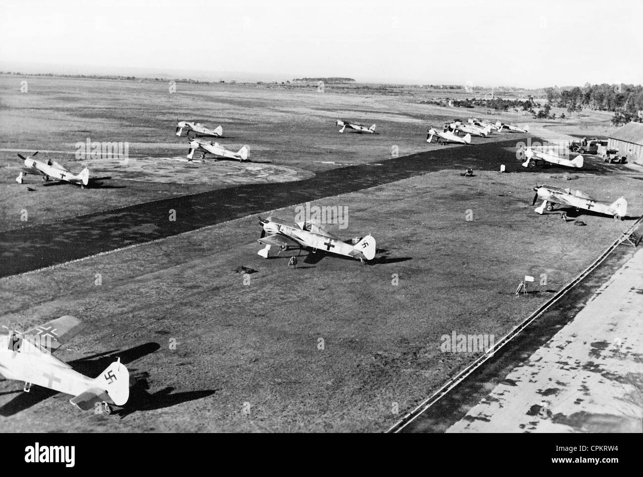 German fighter planes at a military airbase at the Channel, 1943 Stock ...