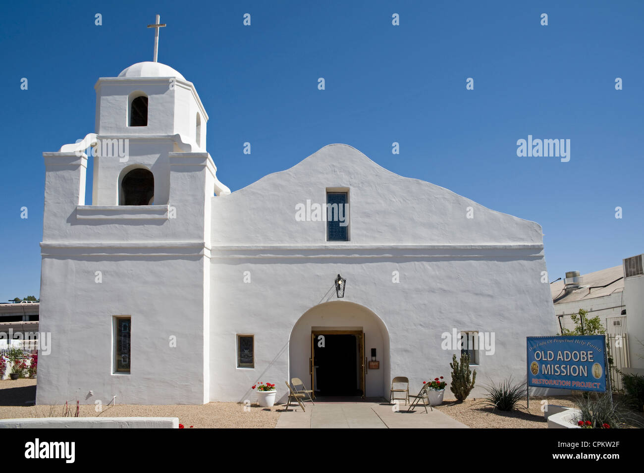 The Old Adobe Mission in downtown Scottsdale, Arizona, USA - a restored ...