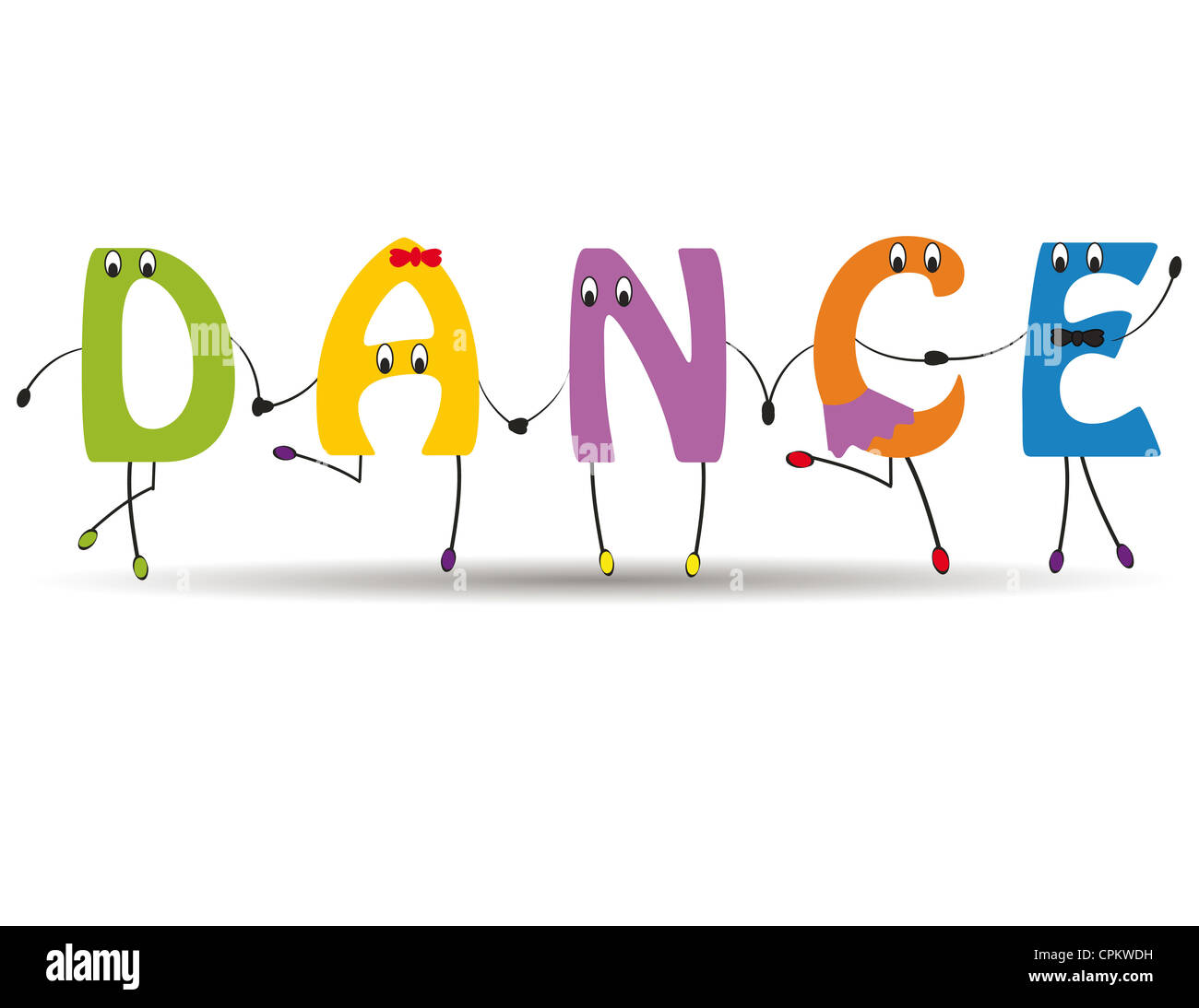 Word dance with colorful and funny letters Stock Photo - Alamy
