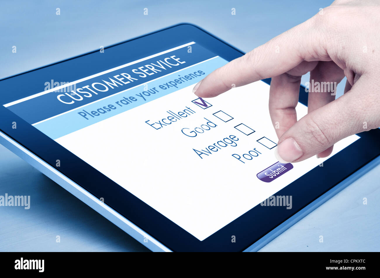 Online customer service satisfaction survey on a digital tablet Stock ...