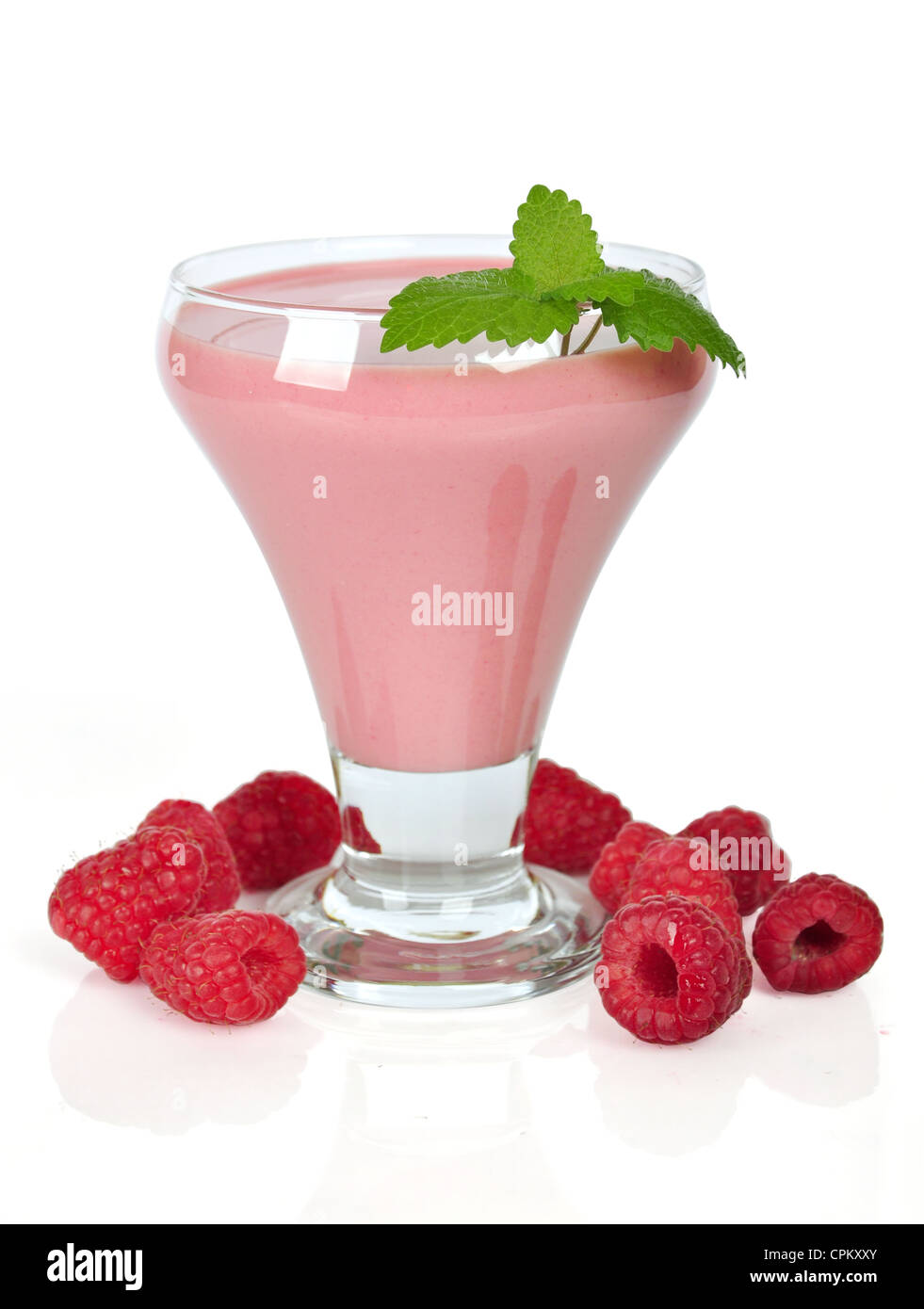 Raspberry smoothie isolated on white background Stock Photo - Alamy