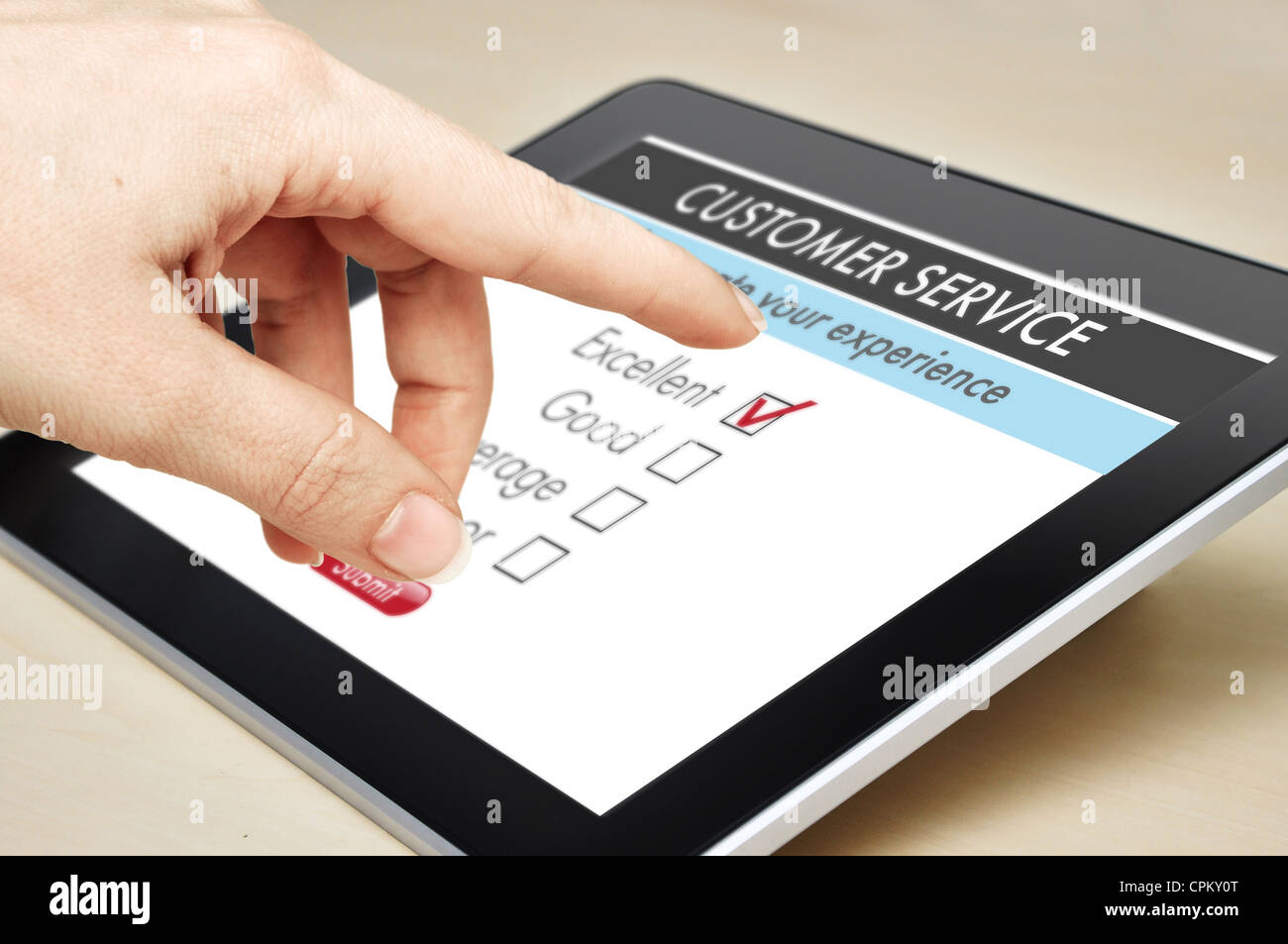 Online customer service satisfaction survey on a digital tablet Stock ...