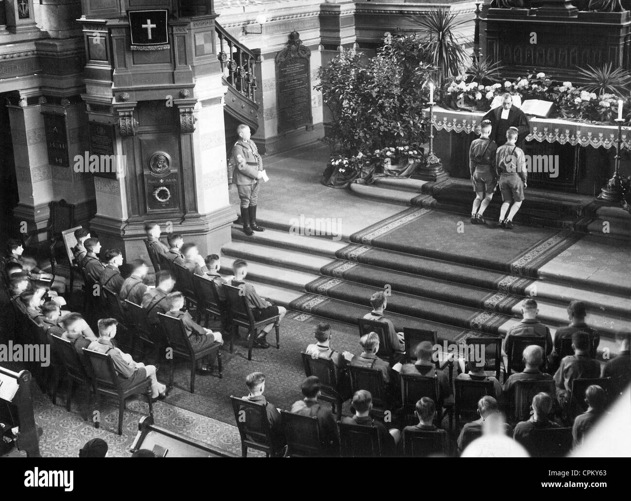 Confirmation of the Hitler Youth in a church in Berlin, 1934 Stock ...