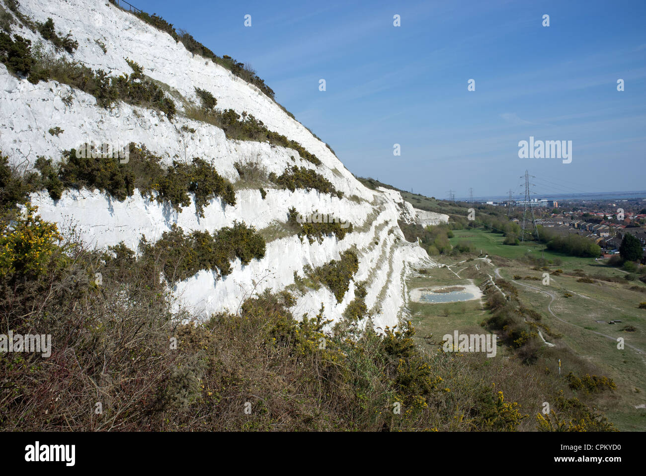 Portsdown Hill chalk cliffs Portsmouth Stock Photo - Alamy