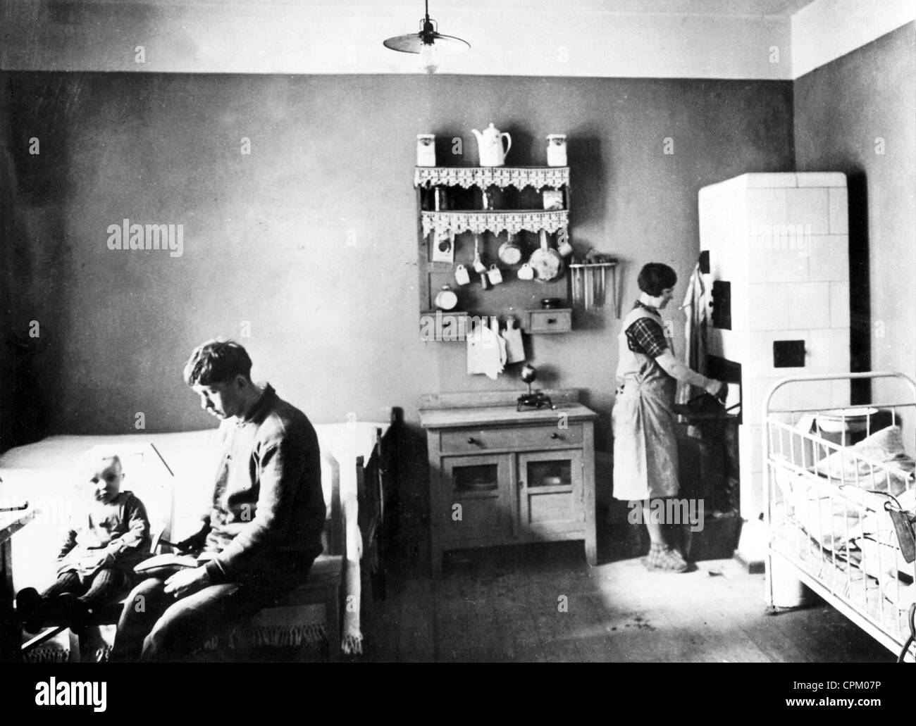 Living room of a working class family in Berlin, around 1930 Stock ...