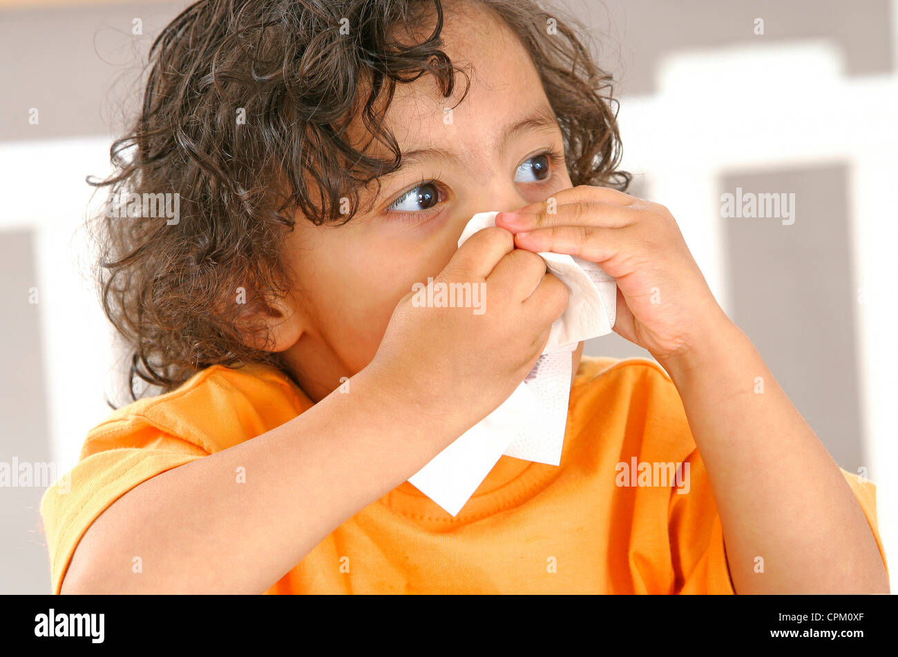 CHILD WITH RHINITIS Stock Photo - Alamy