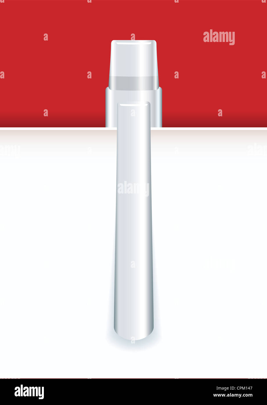 Silver writing pen top clipped to white sheet of paper Stock Photo - Alamy