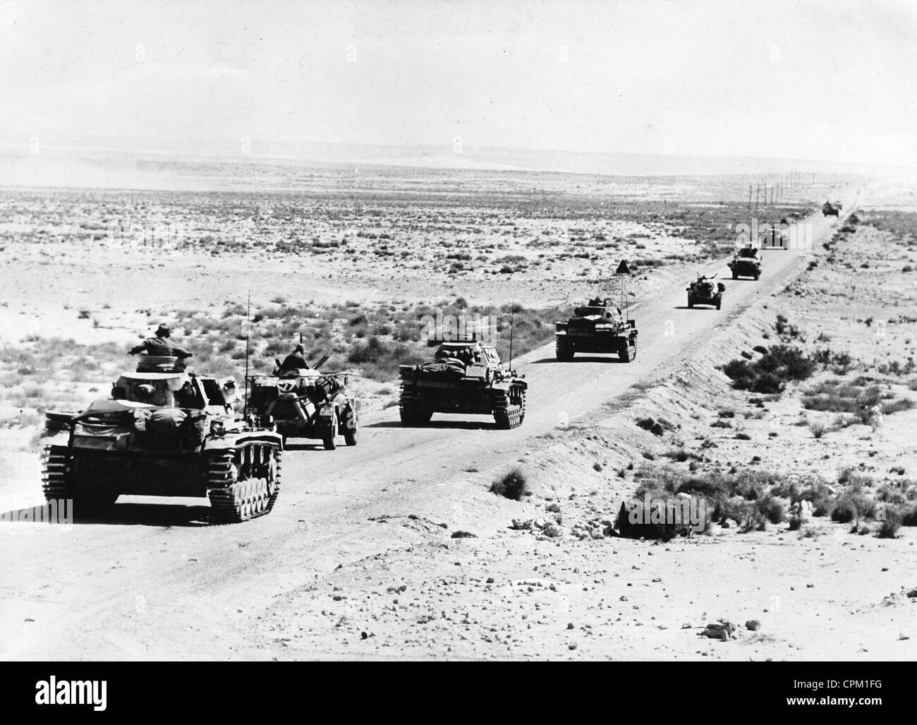 German tank column in Africa, 1941 Stock Photo - Alamy