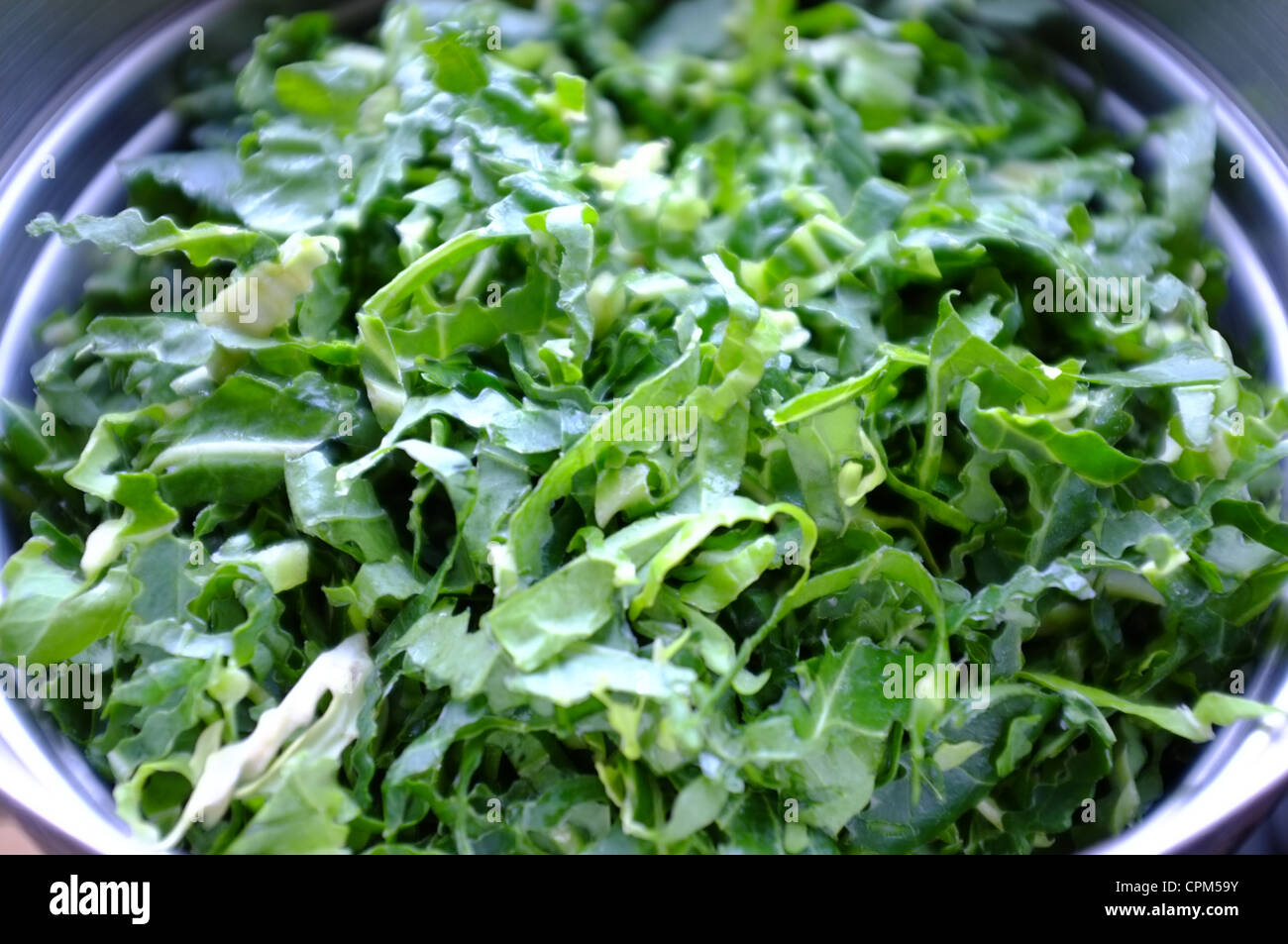 Green cabbage/Spring Greens chopped and prepared for steaming Stock ...