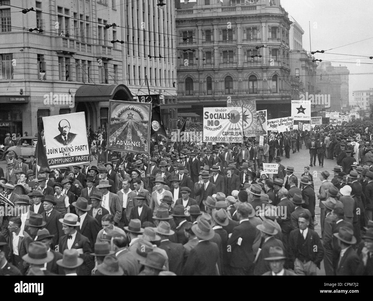 Demonstration of unemployed in Australia, 1931 Stock Photo - Alamy
