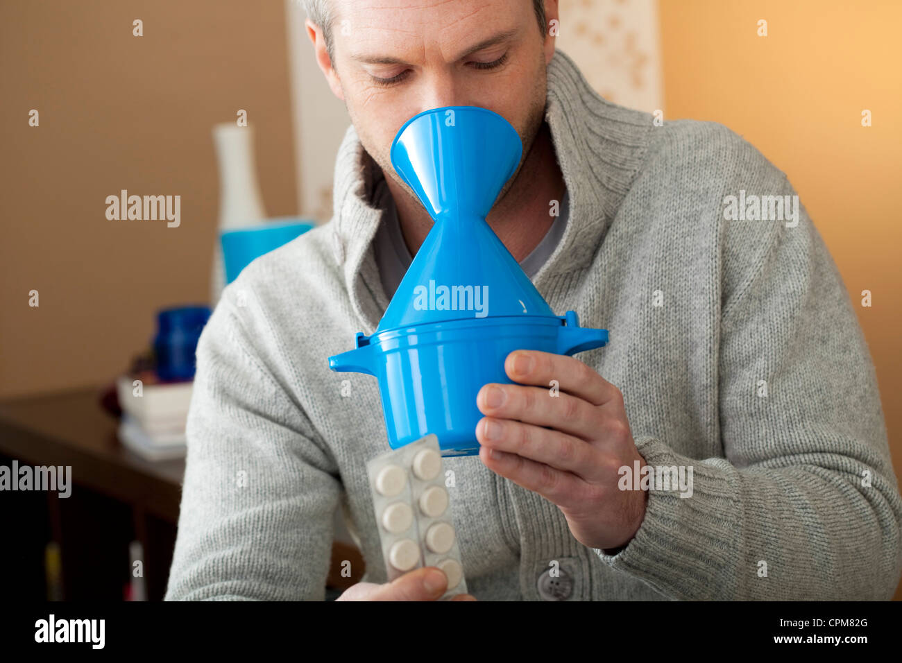 Man taking inhalation hi-res stock photography and images - Alamy