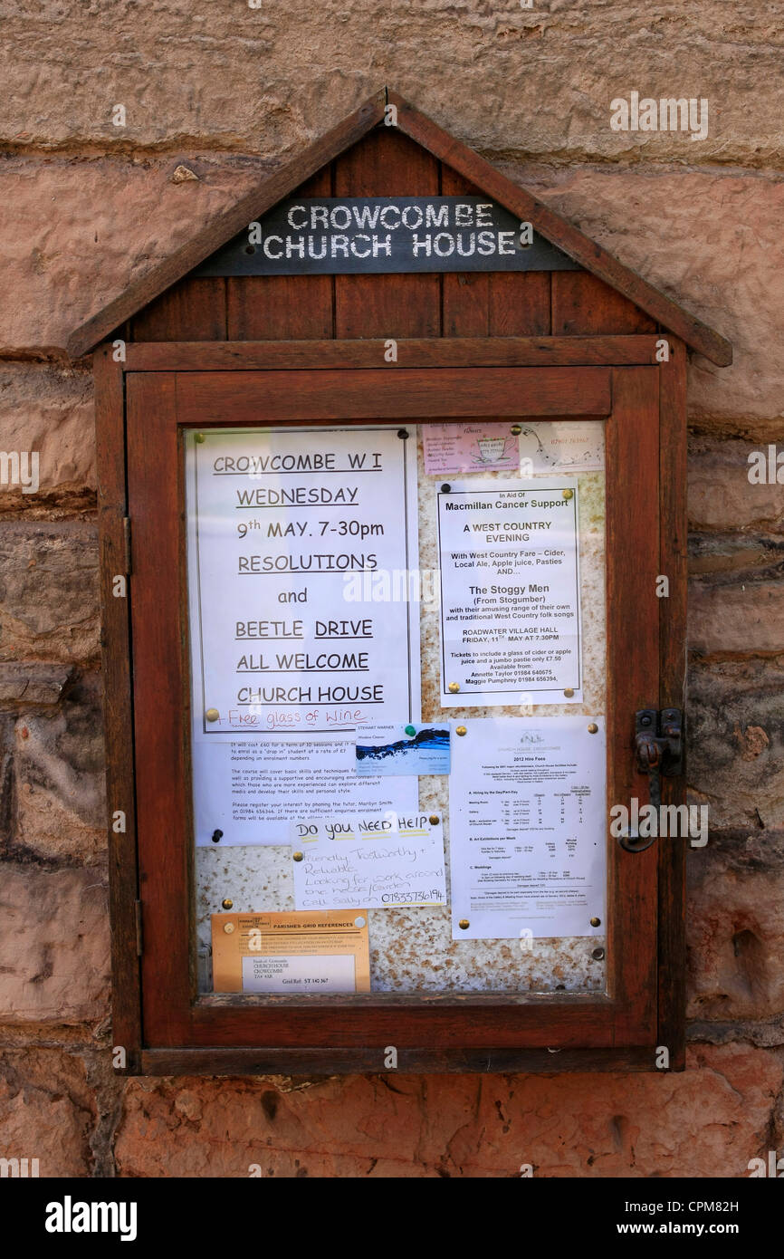 The Crowcombe Parish Church House Noticeboard Stock Photo - Alamy
