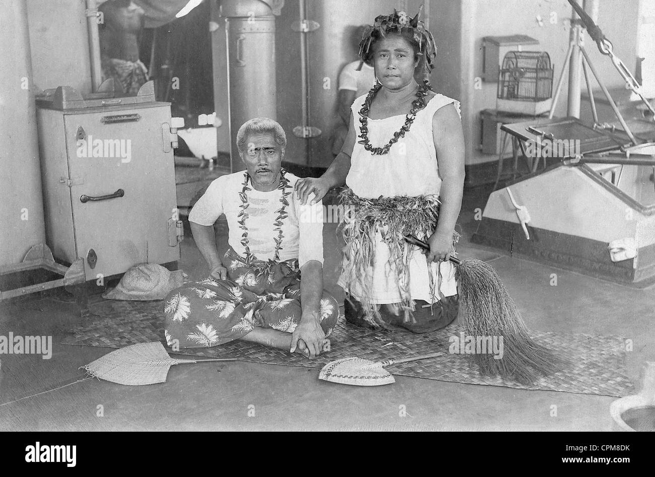 Samoan chief, as prisoner on a German warship, 1909 Stock Photo - Alamy