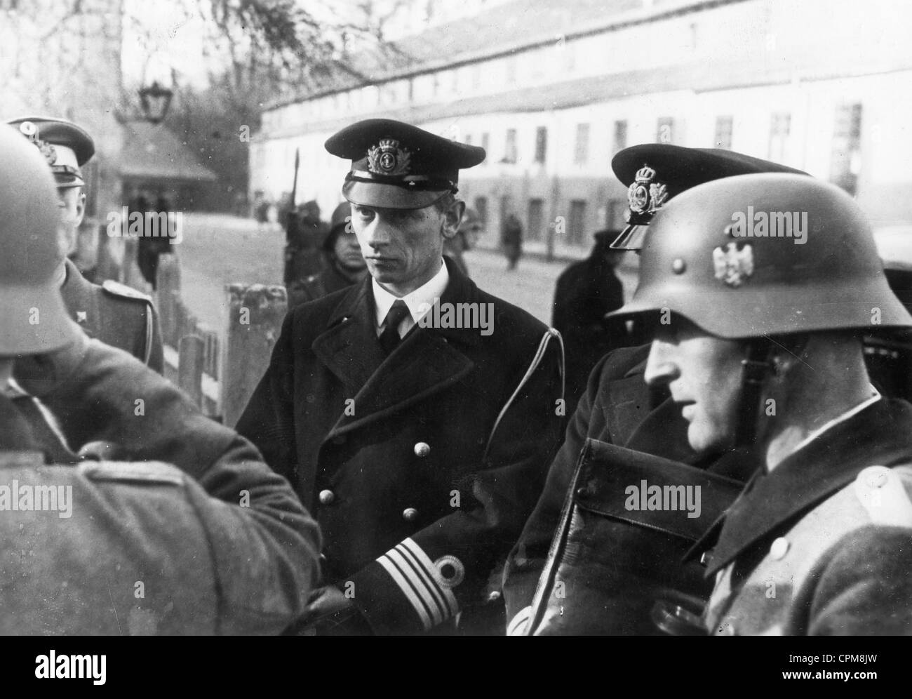 German and Danish officers in Copenhagen, in Denmark, 1940 Stock Photo ...