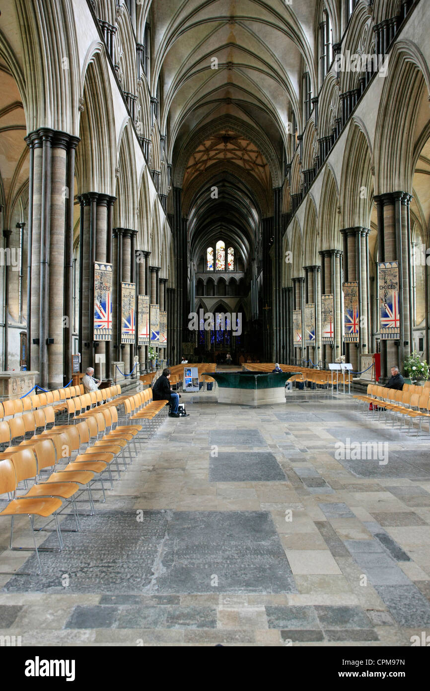 A view of the Nave inside Salisbury Cathedral Wiltshire Stock Photo - Alamy