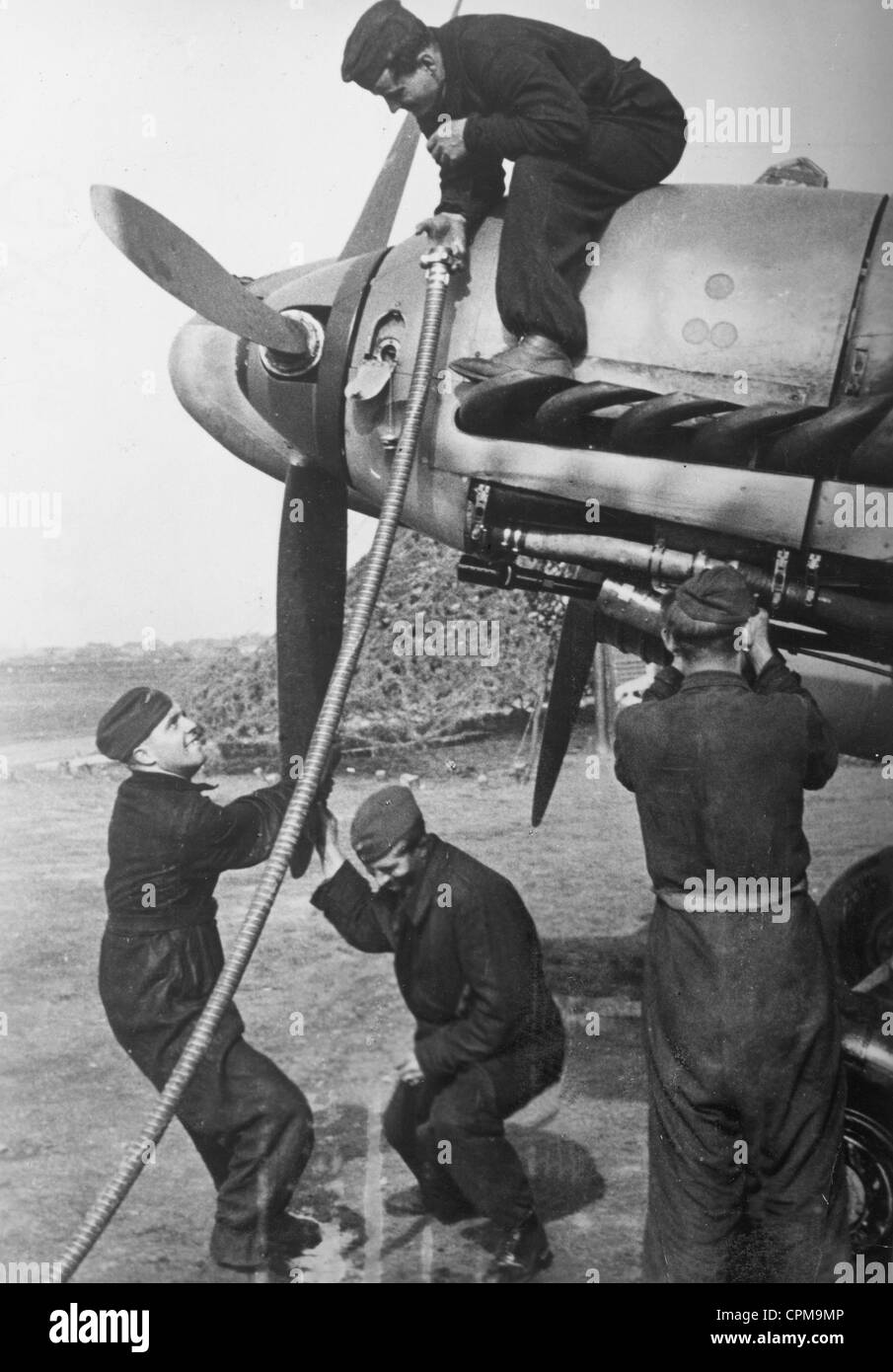 Refueling of a German aircraft, 1941 Stock Photo - Alamy
