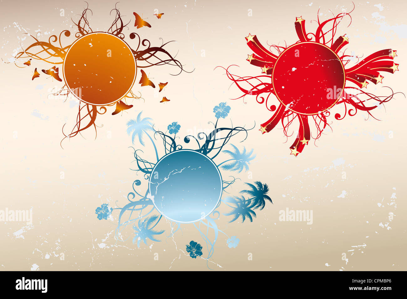 Abstract vintage labels with fantasy design elements in retro look ...