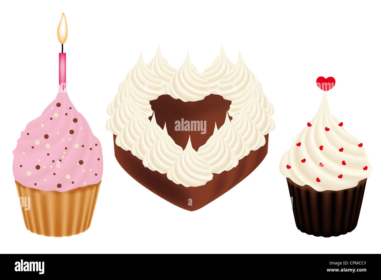 Sweet temptation - set of various cakes isolated on white Stock Photo ...