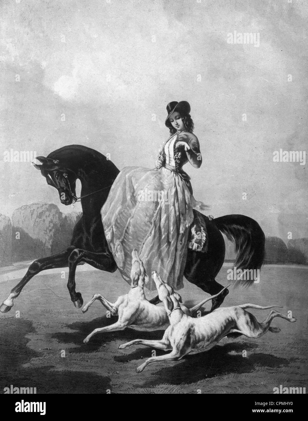 Rider with dogs Stock Photo - Alamy