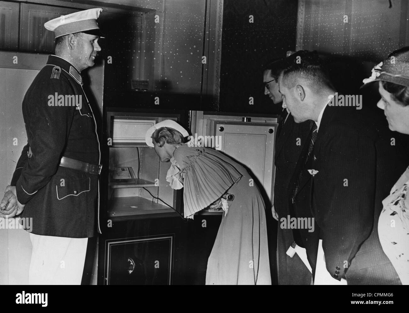 Visitors look at the "Blue Mauritius", 1937 Stock Photo - Alamy