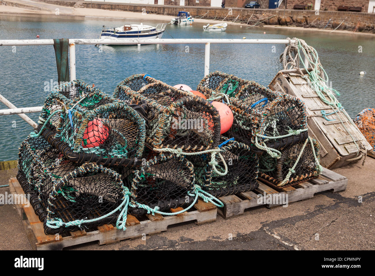 Stacked Creels ready for fishing. Stonehaven harbour Scotland Stock ...