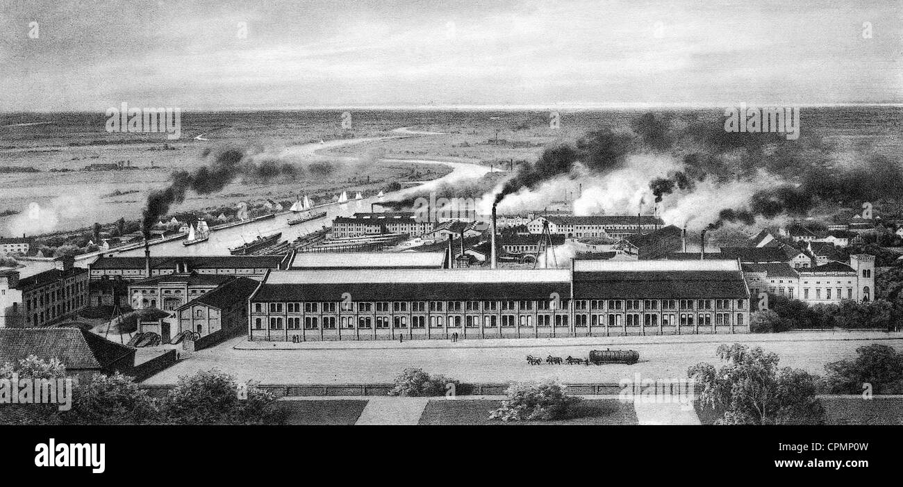 Machine factory of F. Schichau in Elbing, 1880 Stock Photo - Alamy