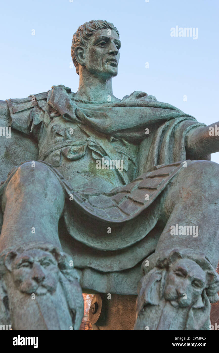 Closeups of the statue of Constantine the Great outside York Minster ...