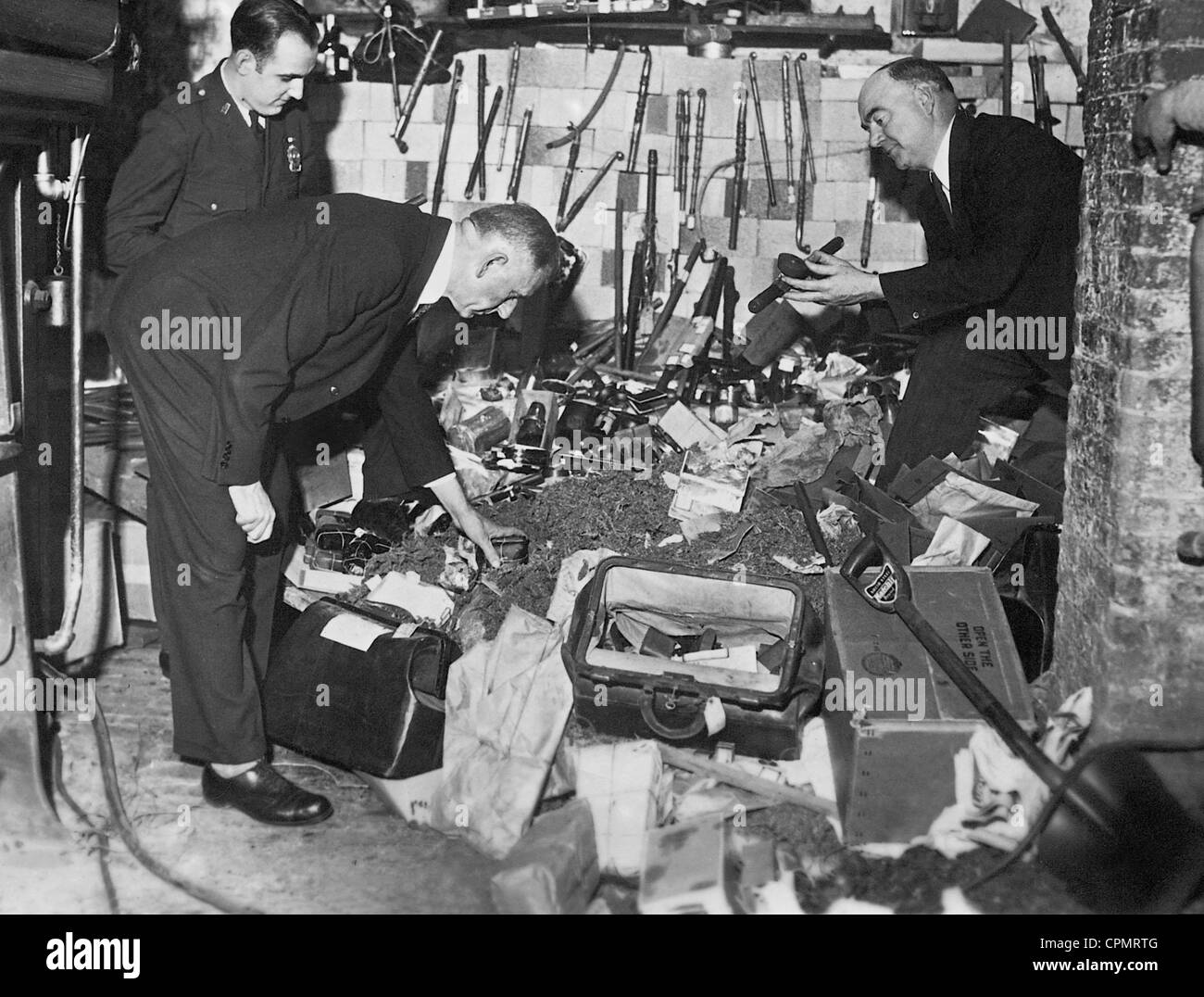 New York police officers with confiscated drugs, 1943 Stock Photo - Alamy