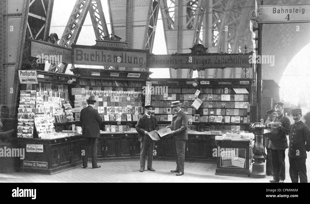 Train station book stand in Frankfurt am Main, 1907 Stock Photo - Alamy
