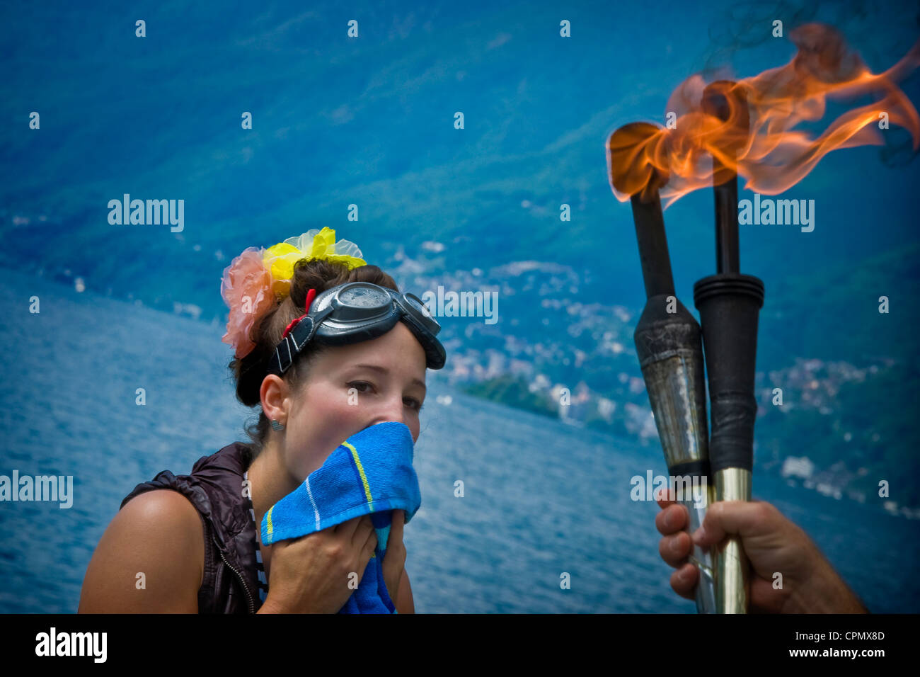 Fire breather woman hi-res stock photography and images - Alamy