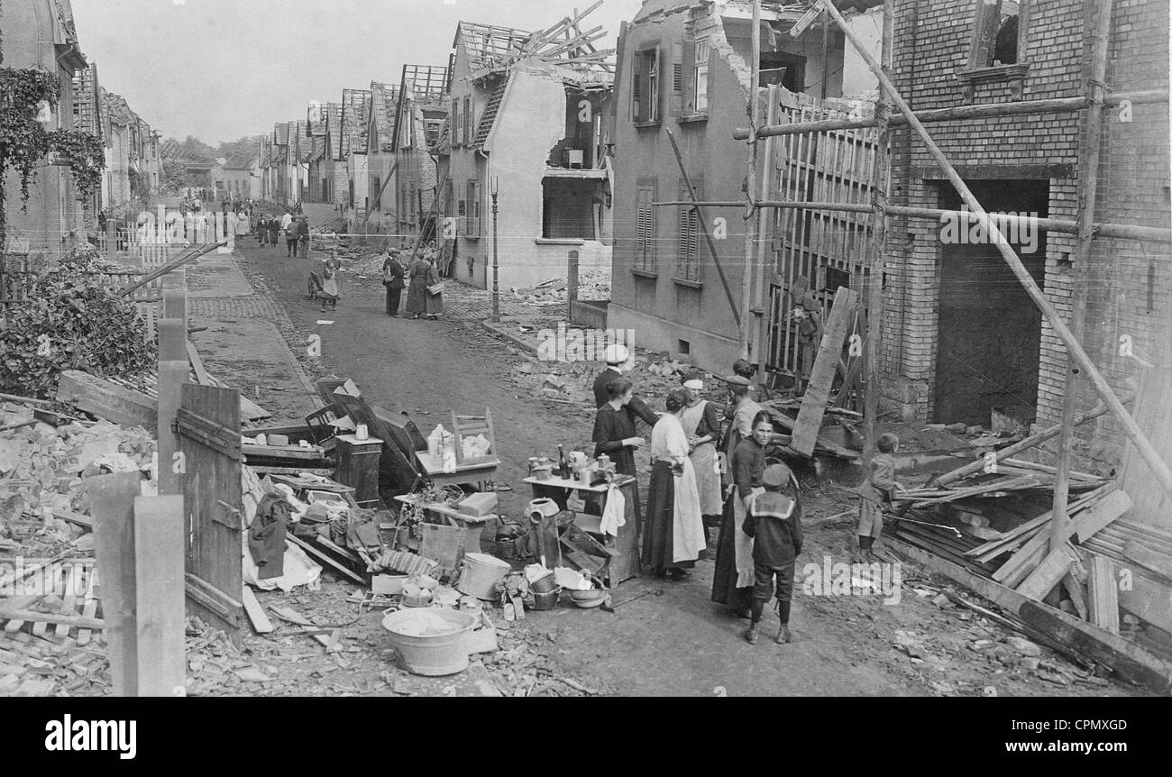 Main street of Oppau, destroyed by the explosion at the BASF works ...