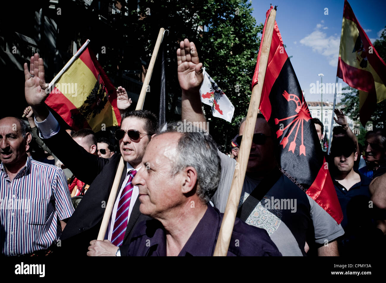 Extreme right demonstration in Madrid, Spain, organized by La Falange ...