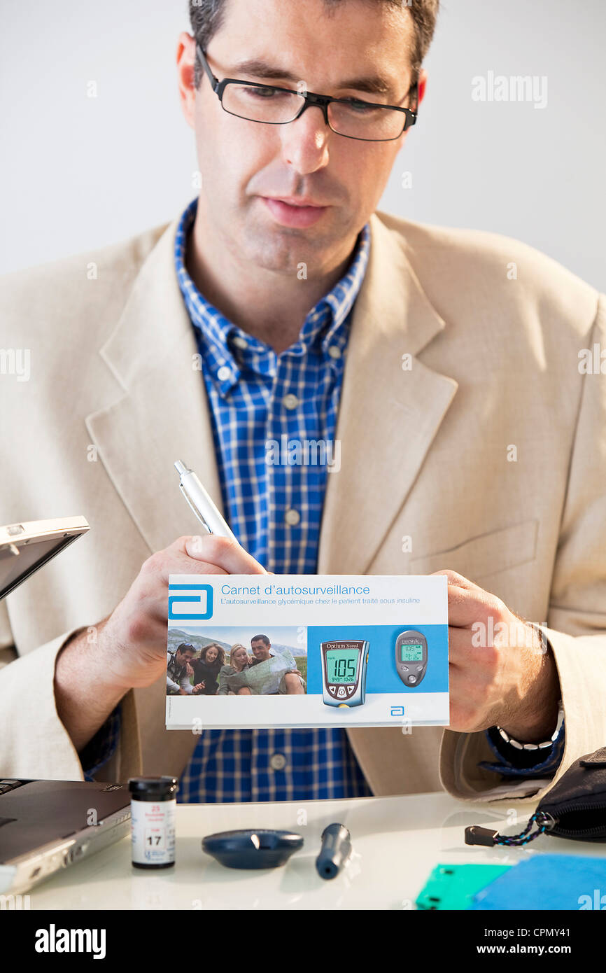 TEST FOR DIABETES, MAN Stock Photo - Alamy