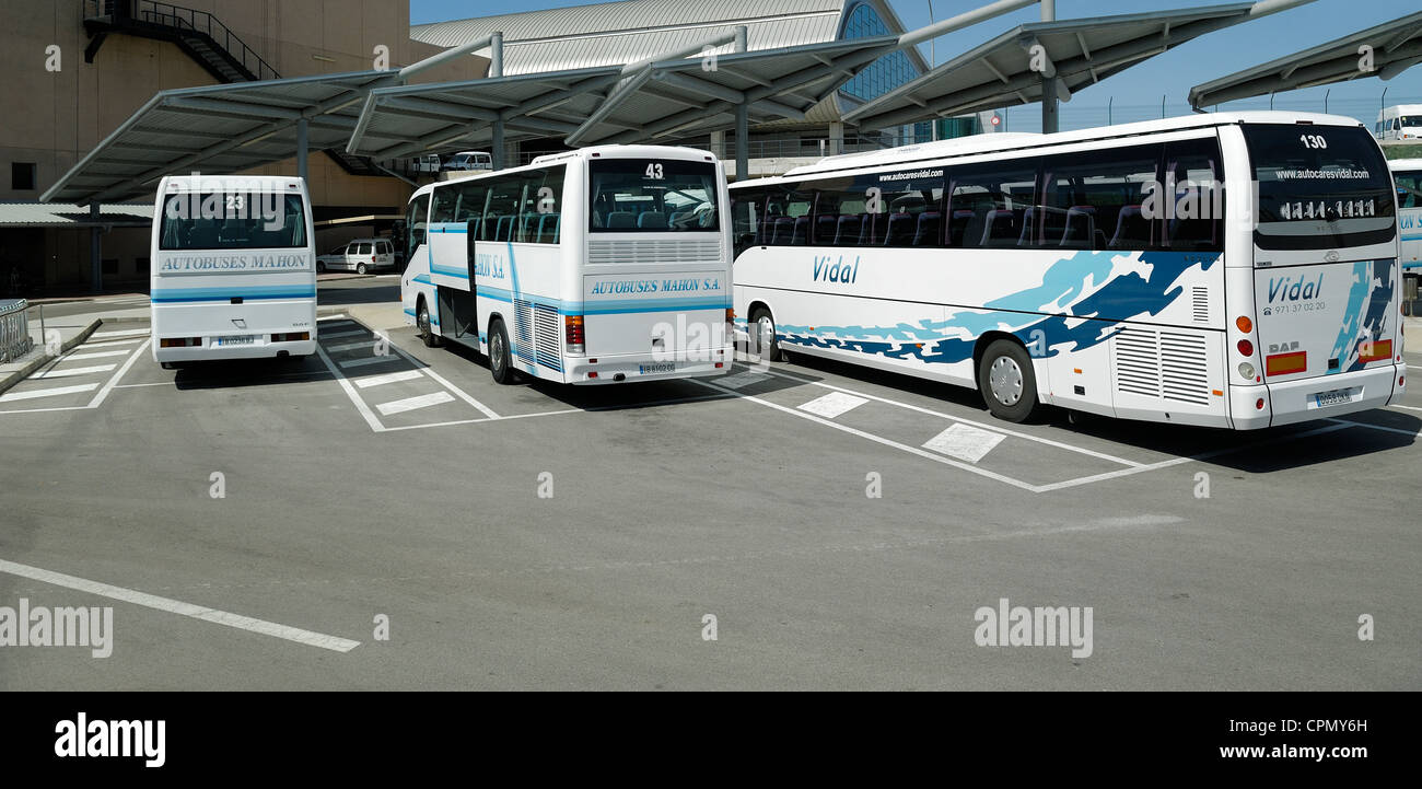 airport coach transfer buses at mahon airport menorca baleric islands ...