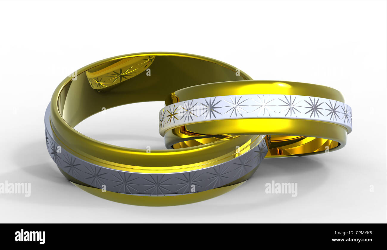 Two wedding rings, render, isolated on white Stock Photo - Alamy