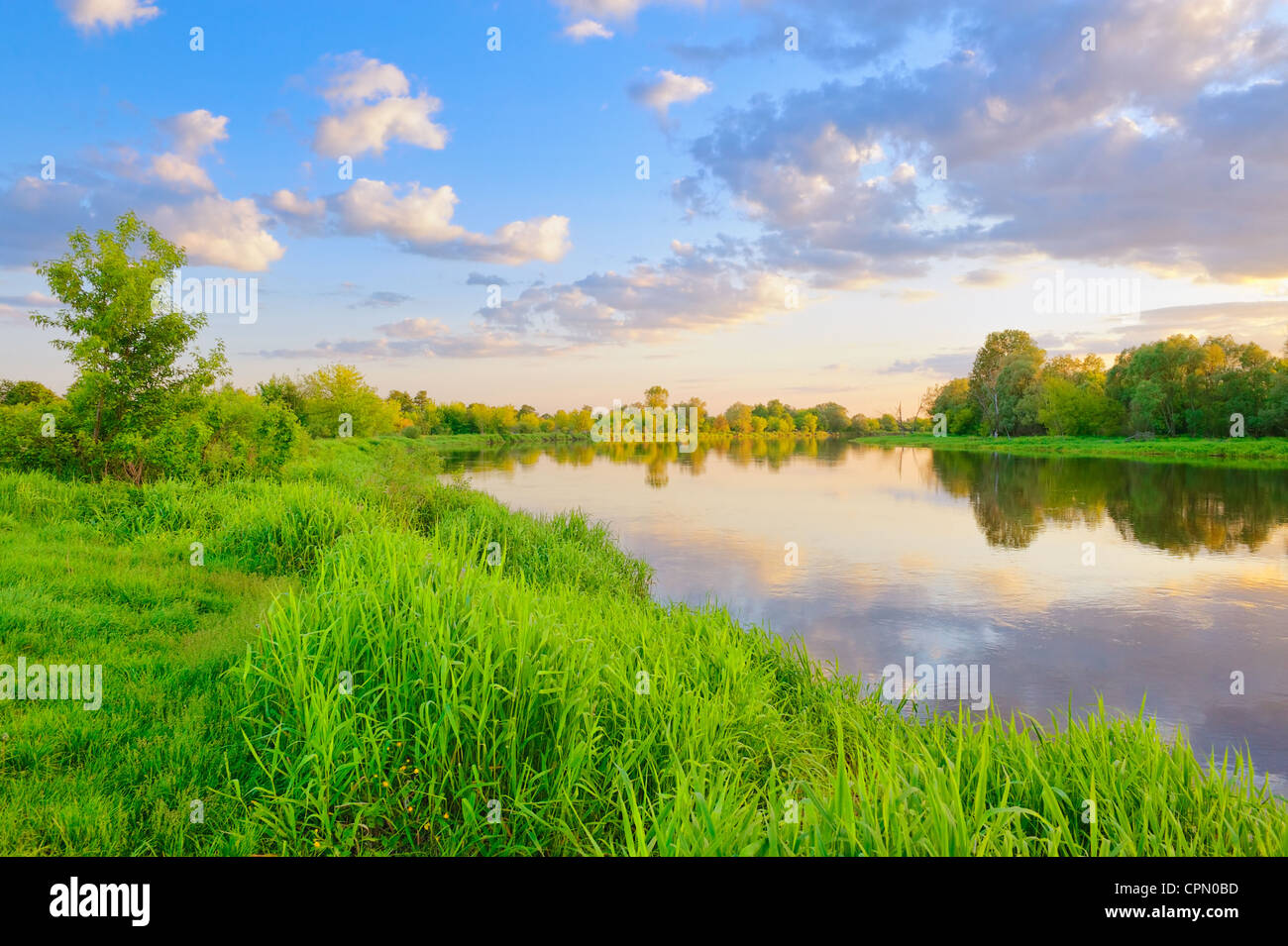 Beautiful landscape with Narew river, Poland Stock Photo - Alamy