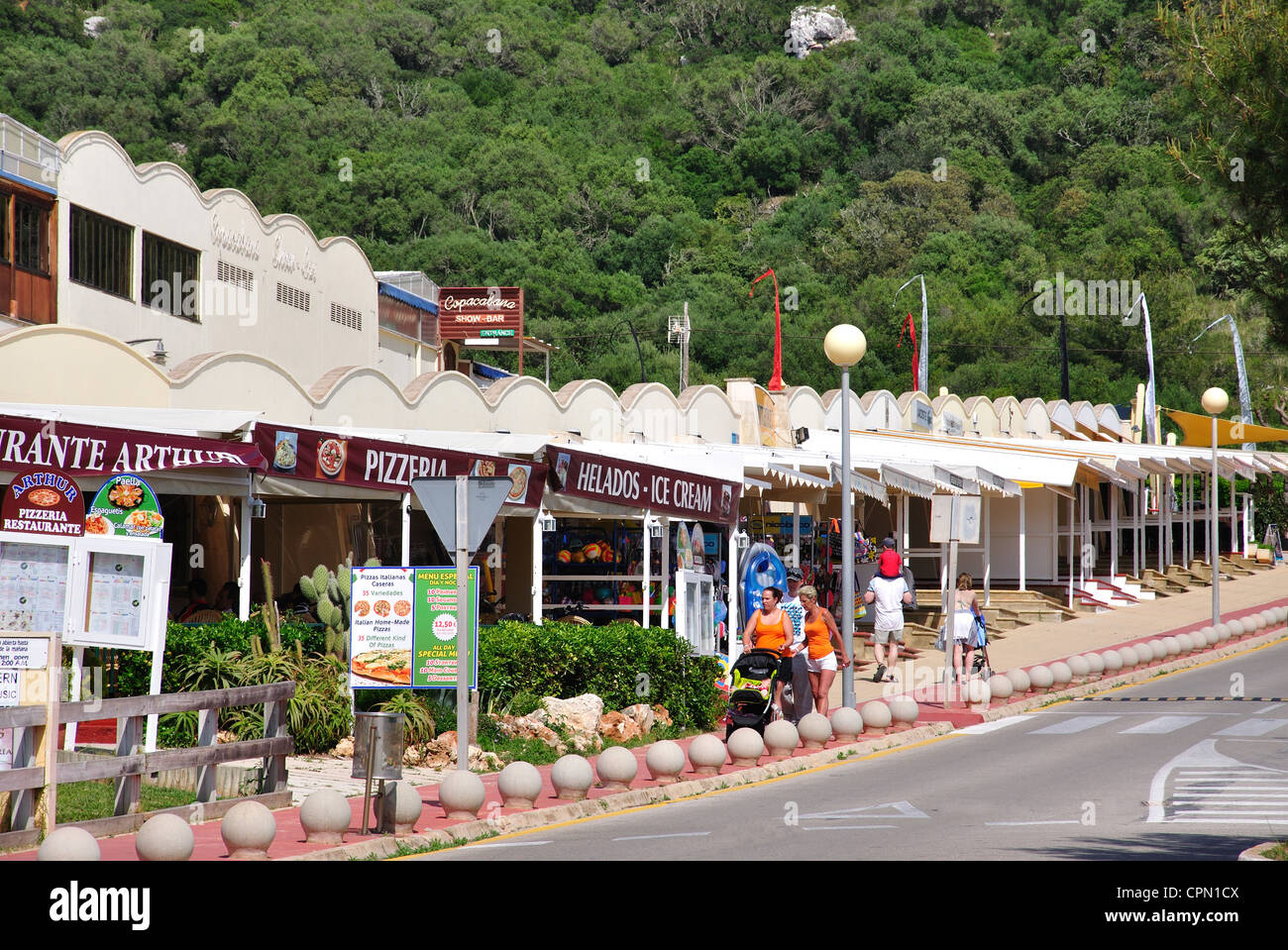 Resort centre, Son Bou, Menorca, Balearic Islands, Spain Stock Photo ...