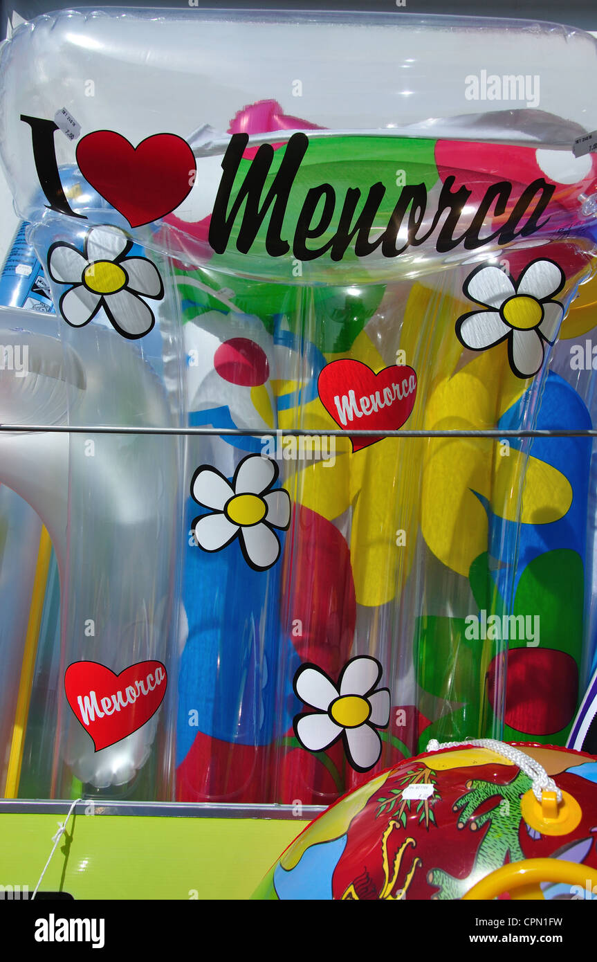 'I love Menorca' lilo, Son Bou, Menorca, Balearic Islands, Spain Stock ...