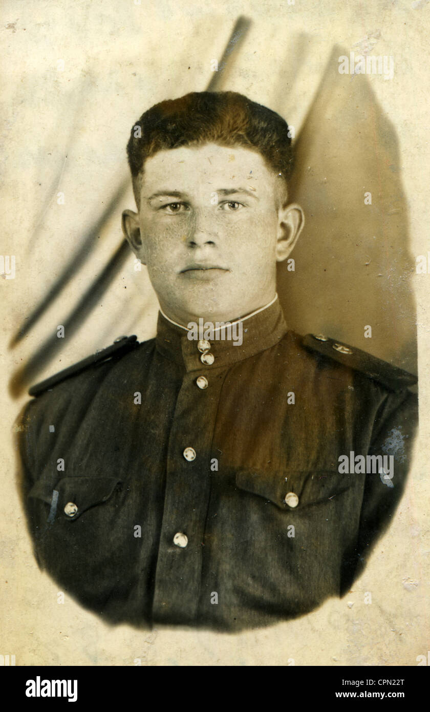 USSR - CIRCA 1958: Antique studio portrait of soldiers of the Soviet ...