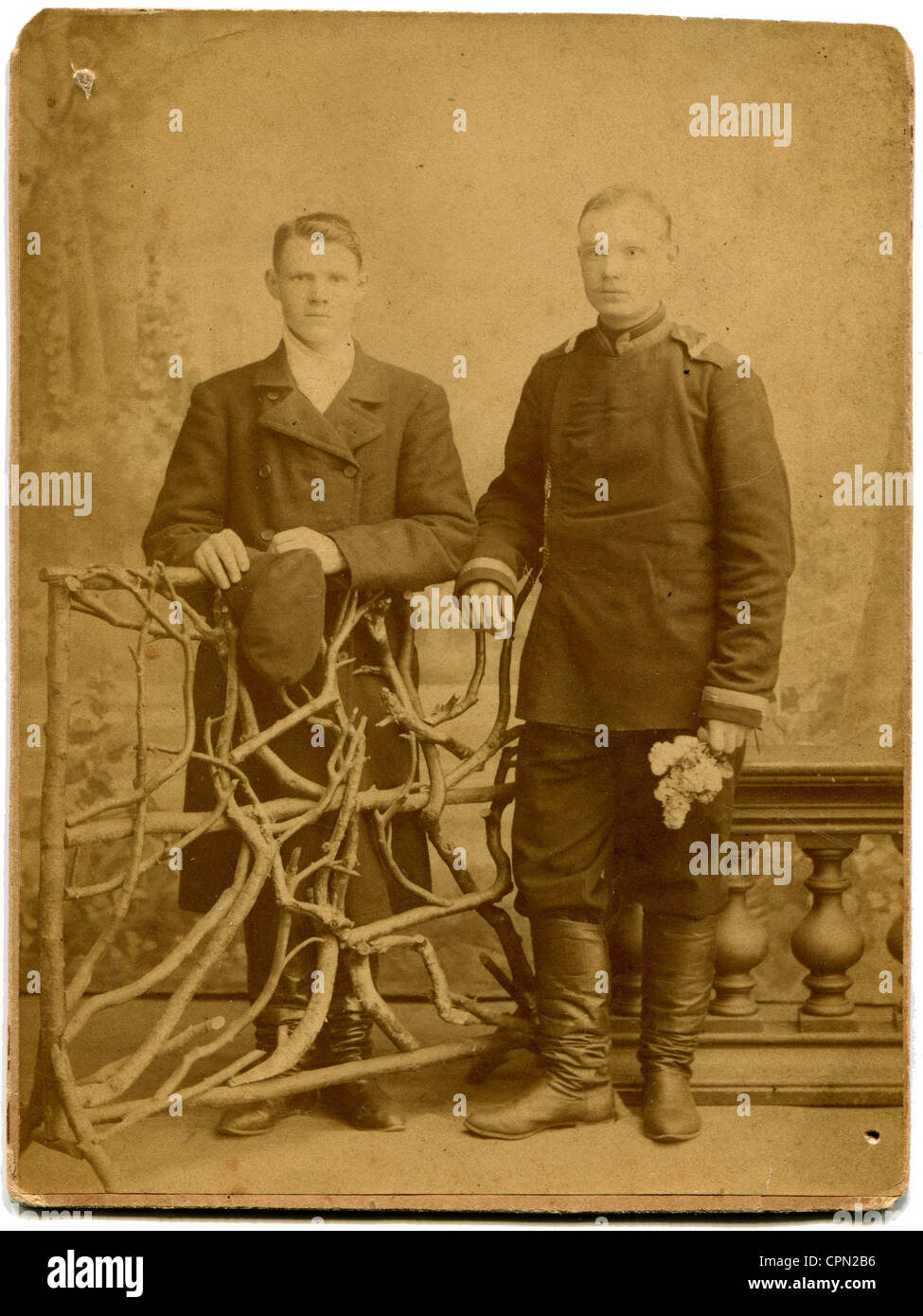 RUSSIA - CIRCA 1915: An antique photo shows military and volunteer, St ...