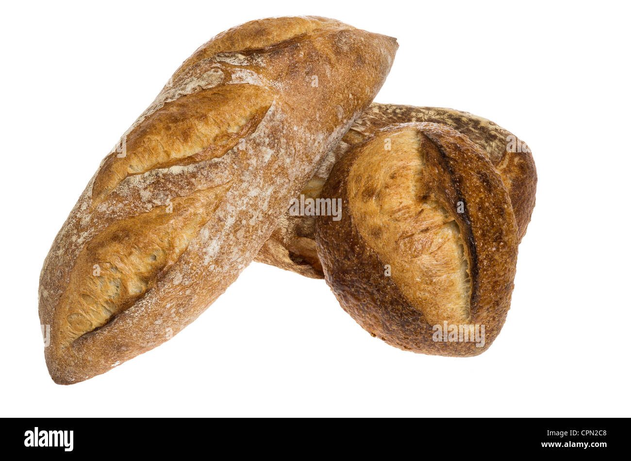 Three loaves of bread isolated on white Stock Photo - Alamy