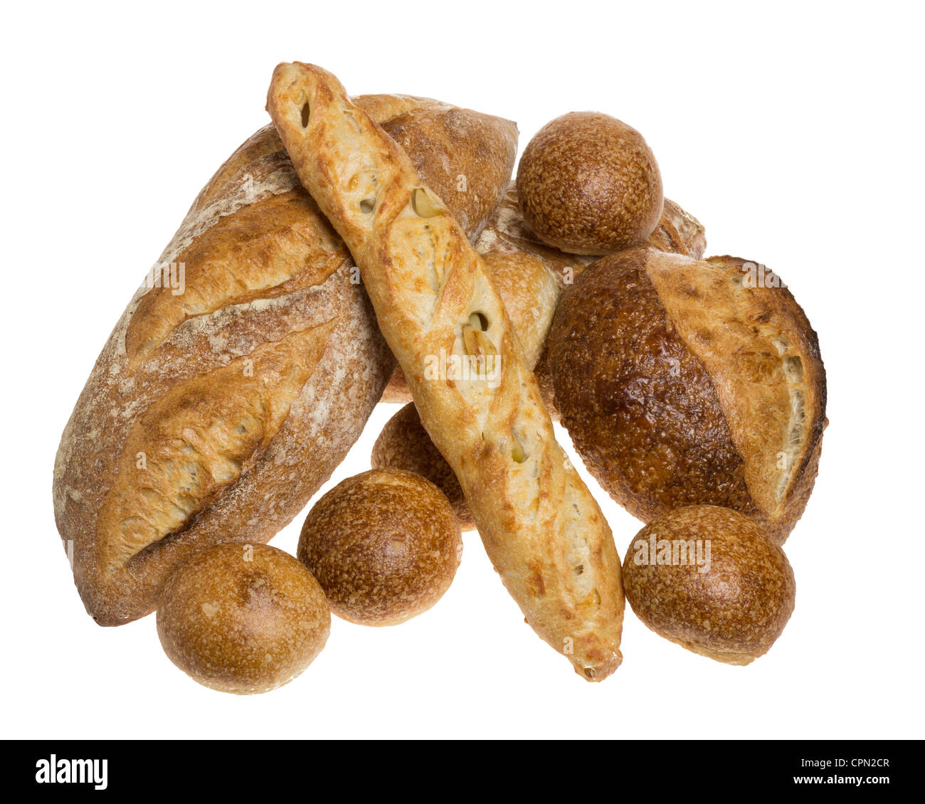 Bread display at market bakery Stock Photo - Alamy