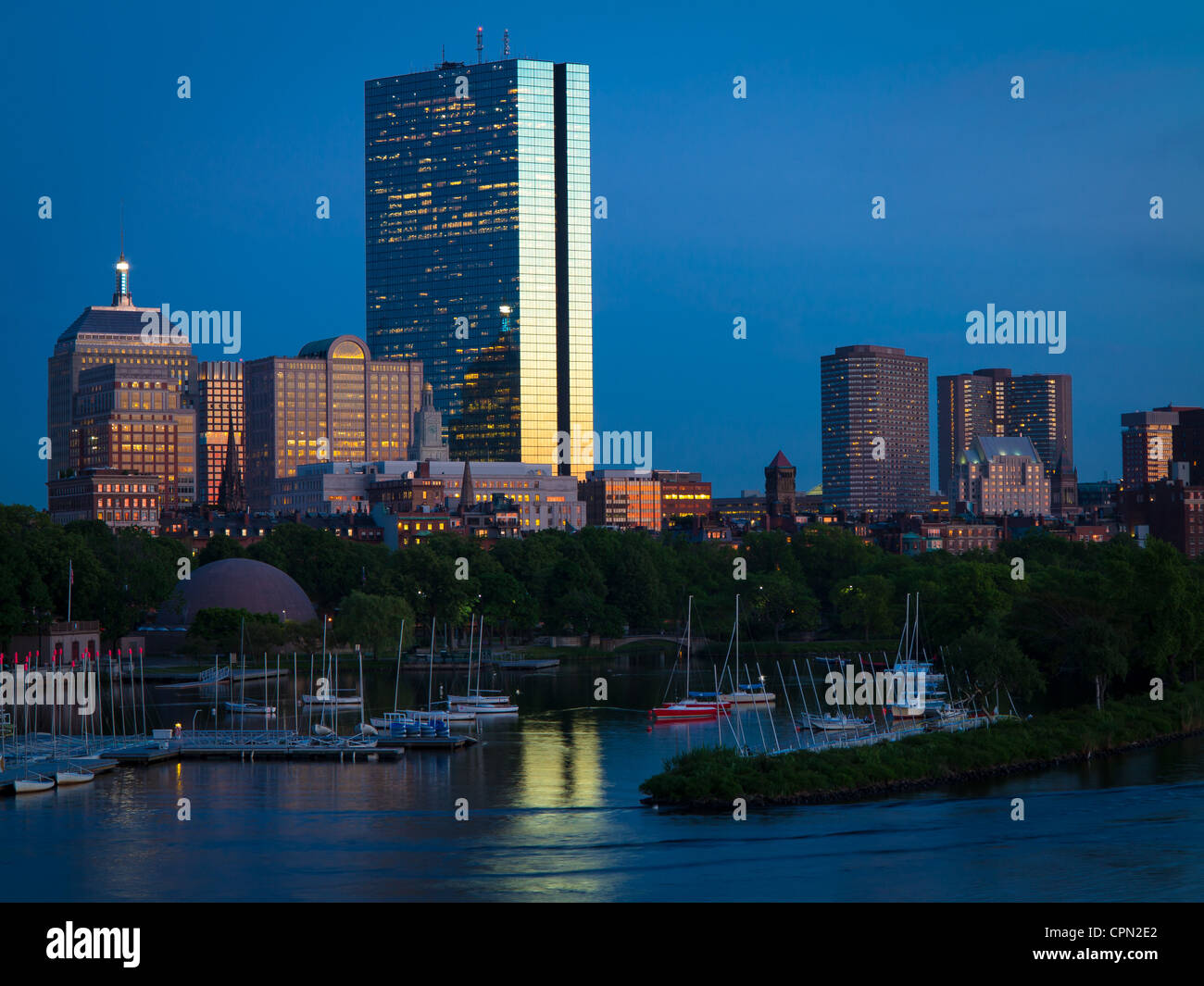 Boston and the Charles River as seen from Longfellow Bridge Stock Photo ...