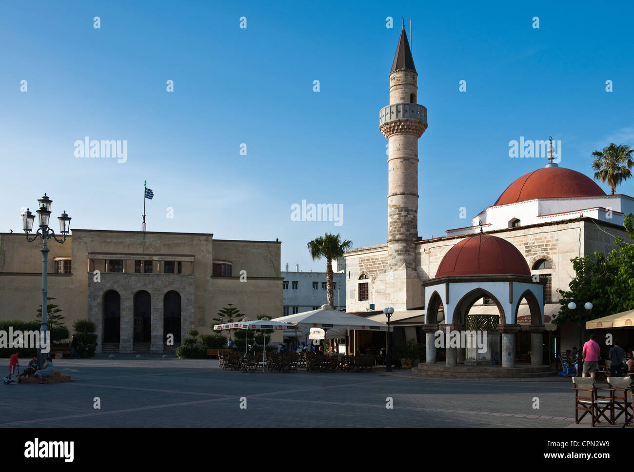 Greece, Dodecanese, Kos, the Defderdar Mosque in Eleftheria square ...