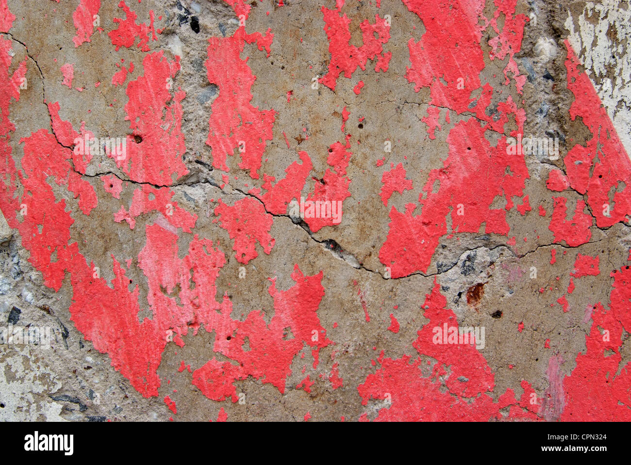 Texture of old weathered concrete wall with rusty warning stripes Stock ...